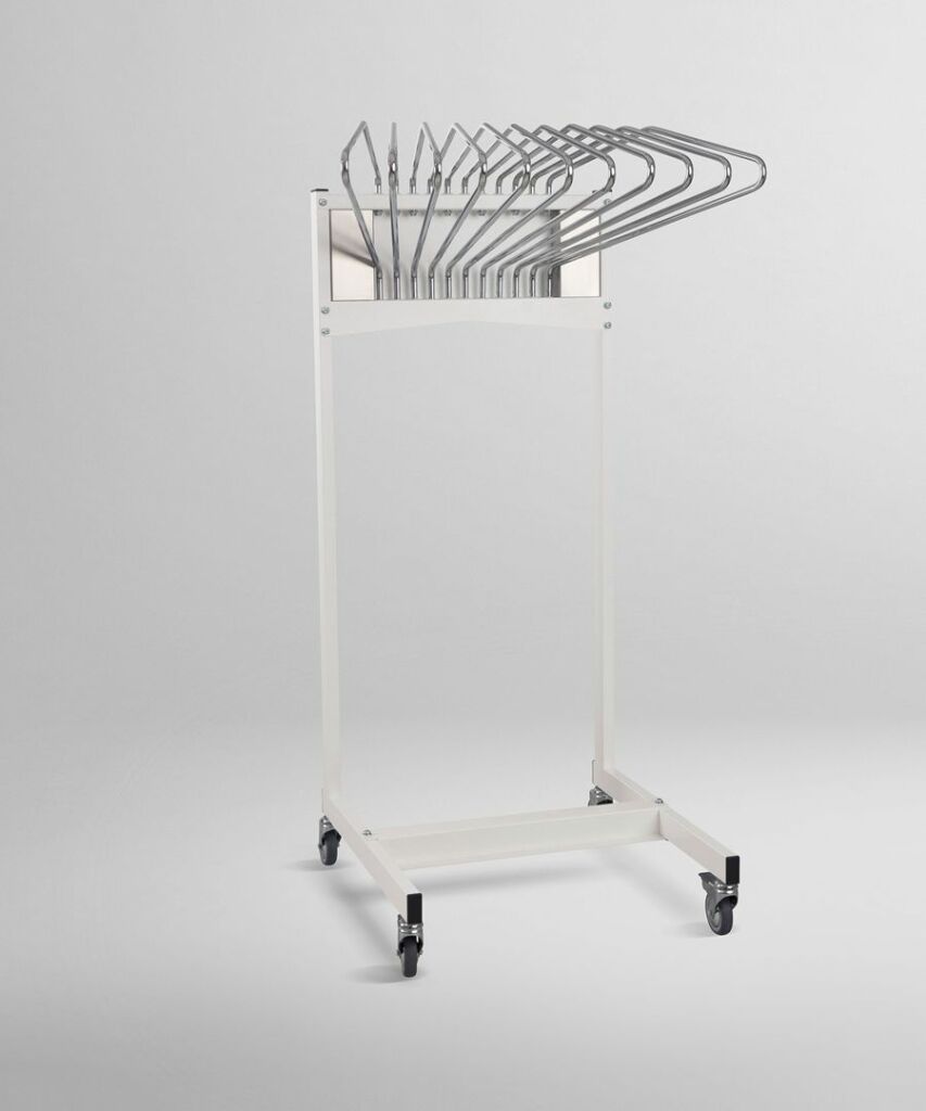 Mobile swivel arm apron rack - Kenex